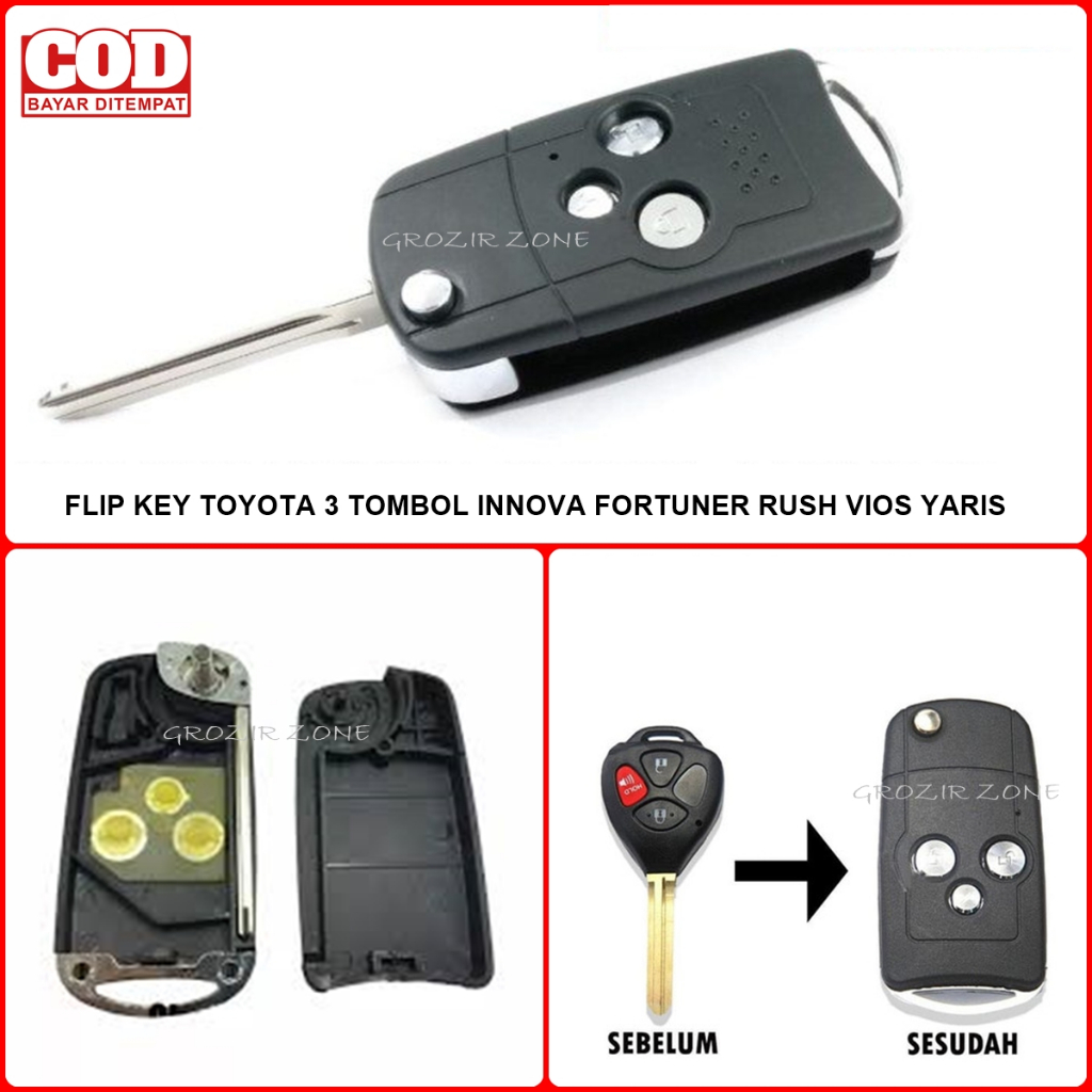 Jual Flip Key Toyota 3 Tombol Flipkey Casing Kunci Lipat Untuk Innova ...