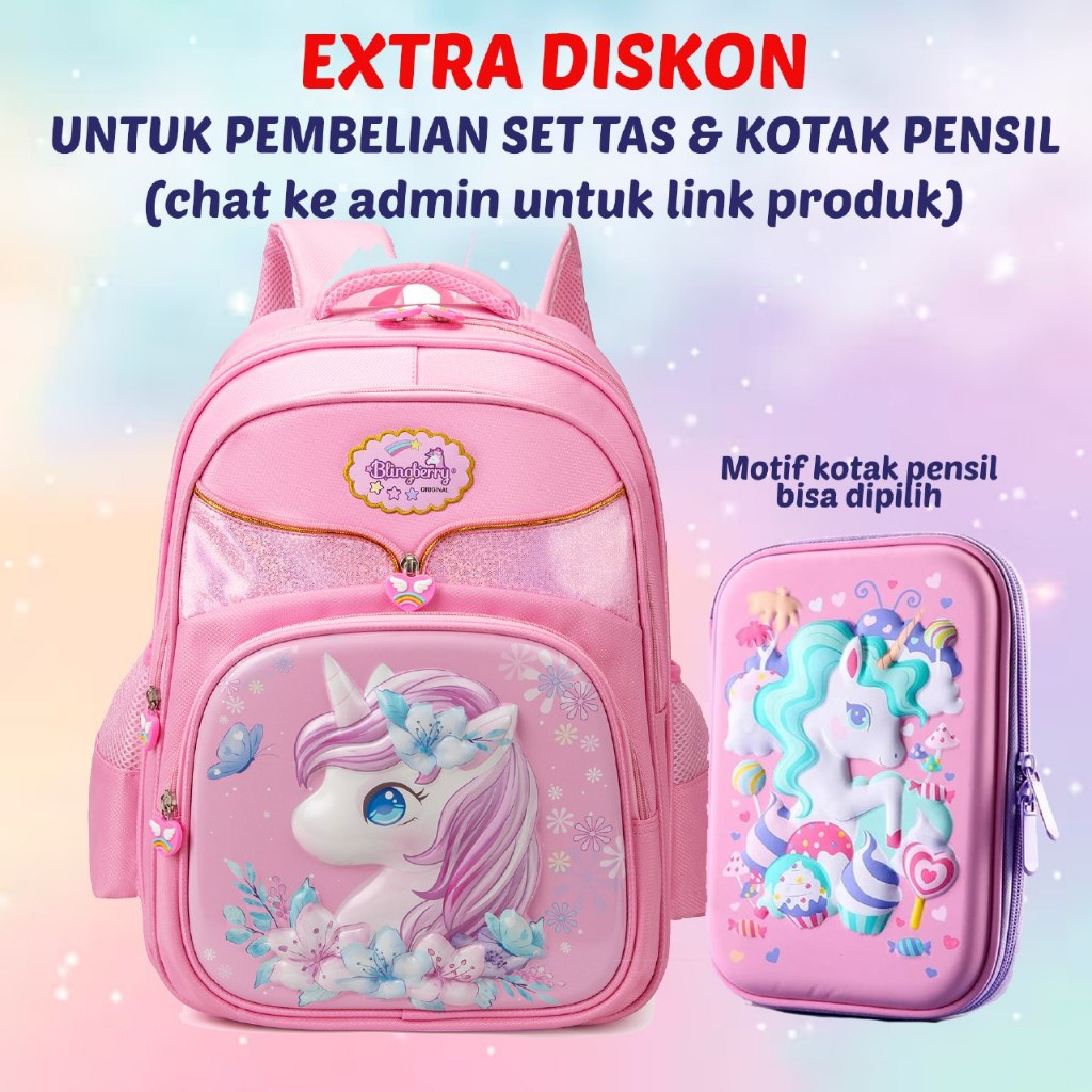 Jual Tas Ransel Sekolah Anak UNICORN 3D Timbul Tas Glitter anti Air Ransel SD Anak Perempuan ...