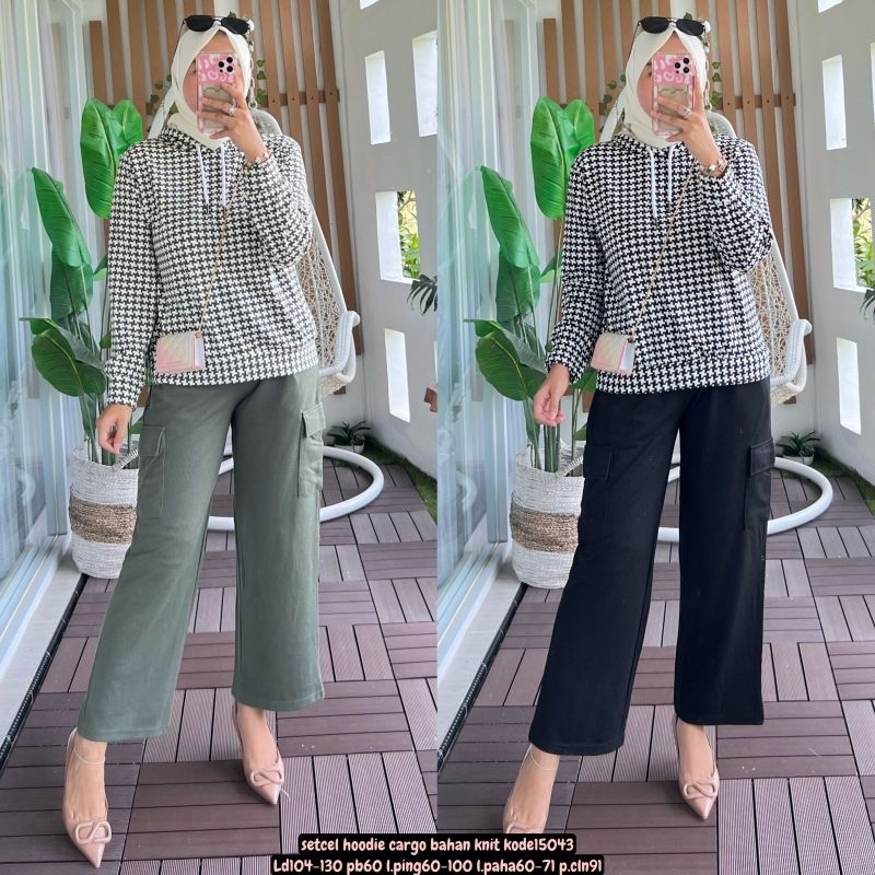 Jual setcel hoodie cargo motif knit 4 warna | Shopee Indonesia