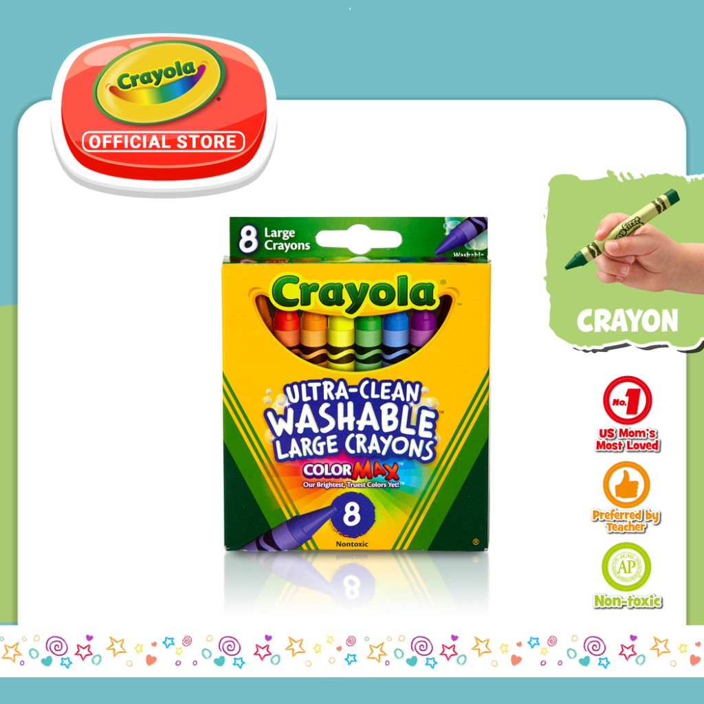 Jual CRAYOLA 8 Ct Large Washable Crayons | Shopee Indonesia