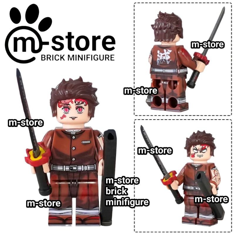 Jual brick demon slayer tanjiro kamado brown outfit mini toy figure ...