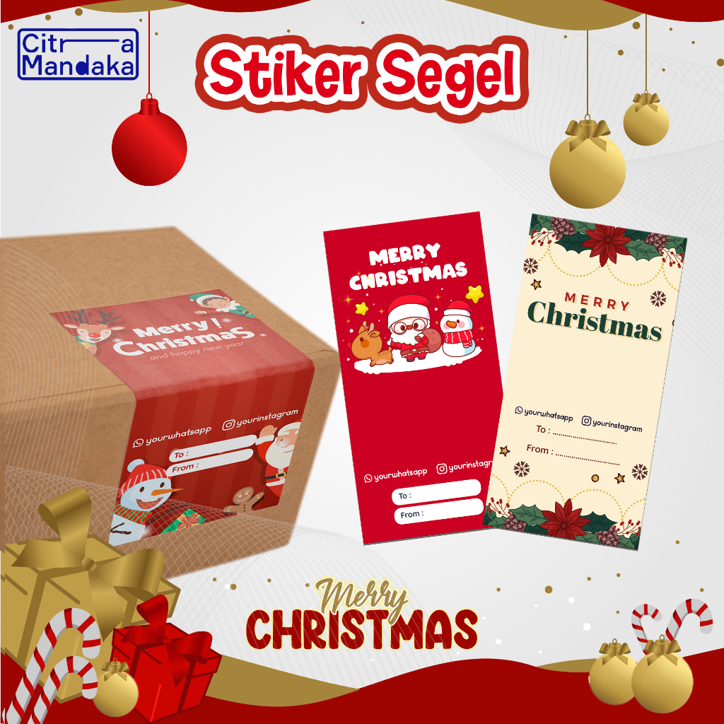 Jual Stiker Segel Box Natal Toples Makanan Kue Kering Christmas Custom ...