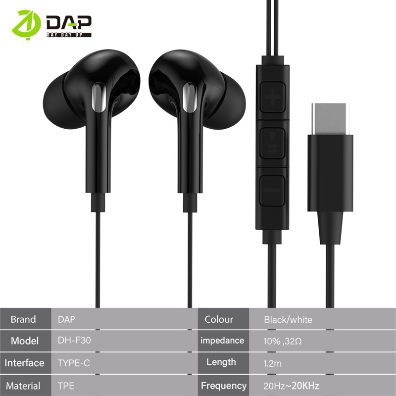 Jual handsfree DAP DH-F30 Jack Type-C Super Bass HEADSET DAP Mega Bass ...