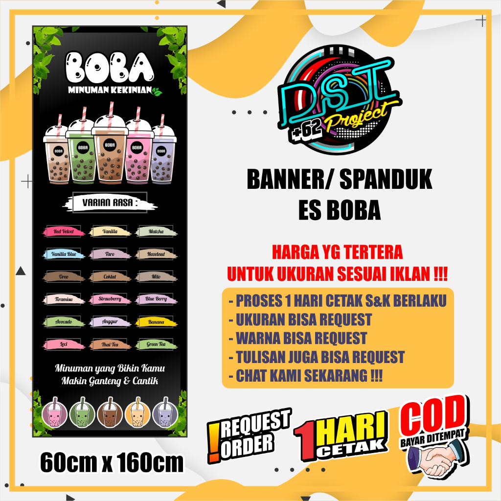 Jual BANNER / SPANDUK BOBA MODEL A 60 x 160 | Shopee Indonesia