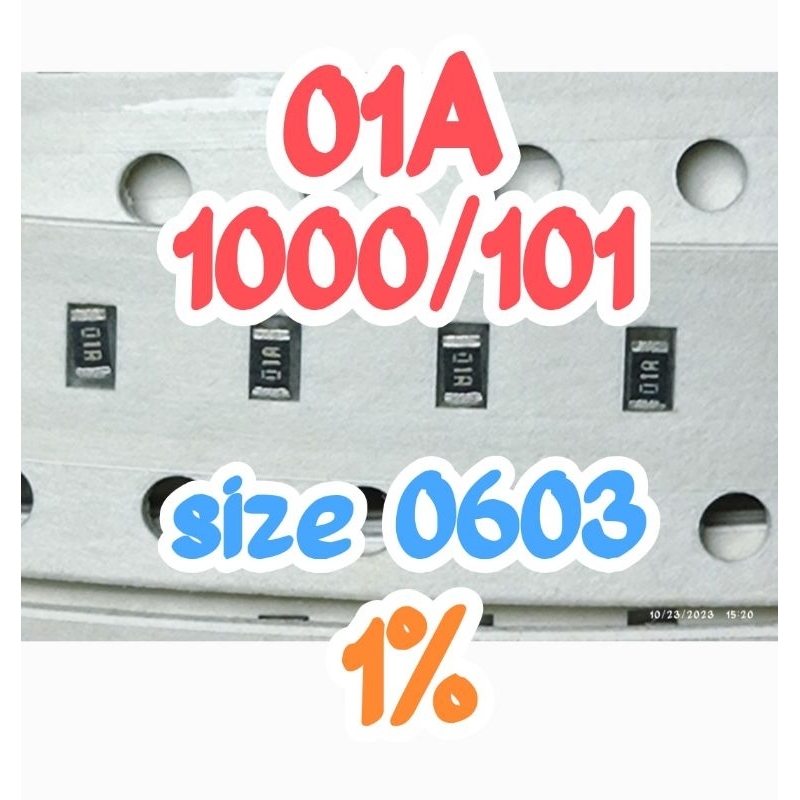 Jual 10pcs Chip resistor smd 01A 1000 101 100ohm size 0603 100 ohm 1608 ...