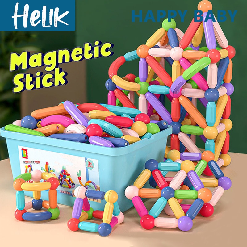 Jual Mainan Magnetic Stick 130pcs 3D DIY Building Blocks Mainan Balok ...