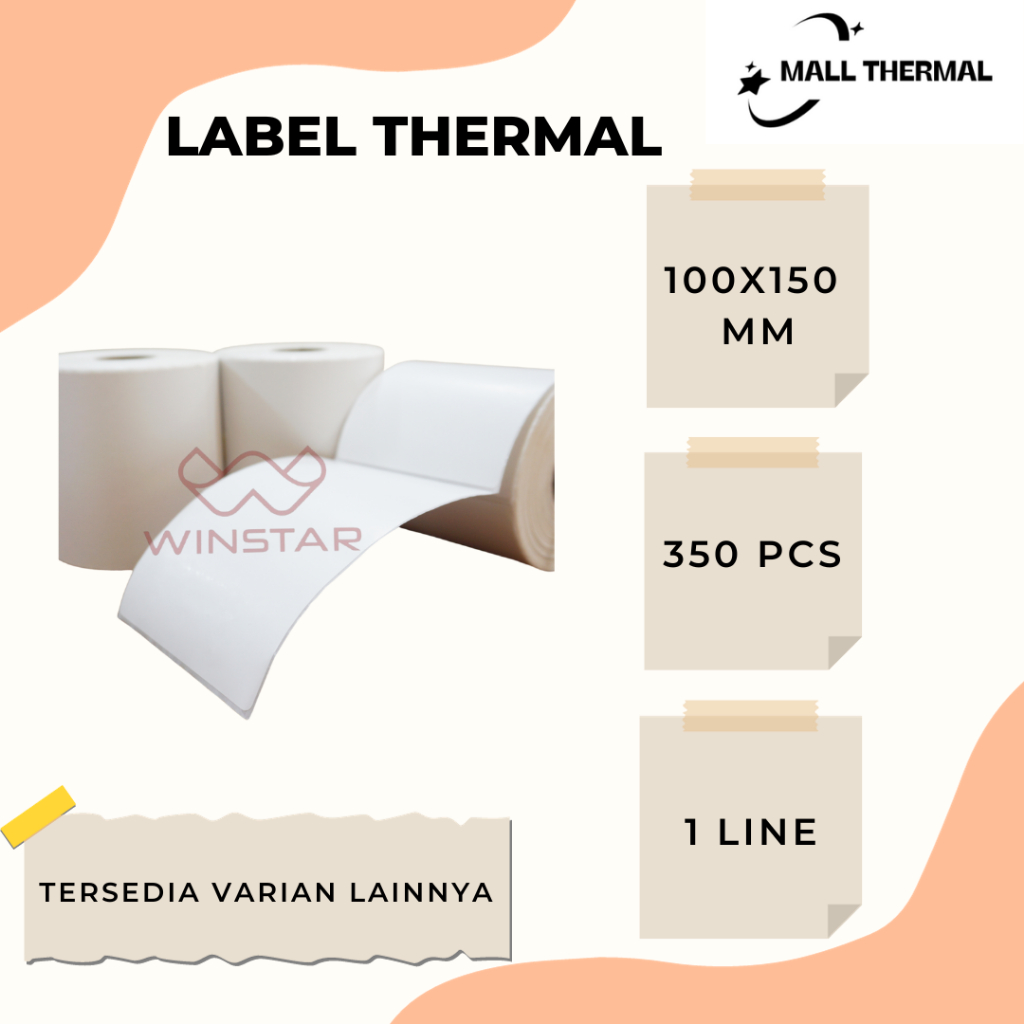 Jual LABEL STICKER THERMAL 100 X 150 BARCODE 100X150 UKURAN A6 ONLINE ...