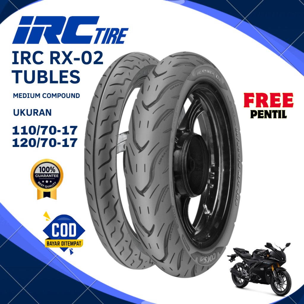 Jual Ban Motor IRC RX 02 F (110 70 ), (120 70 ) Ring 17 Tubeless Free ...