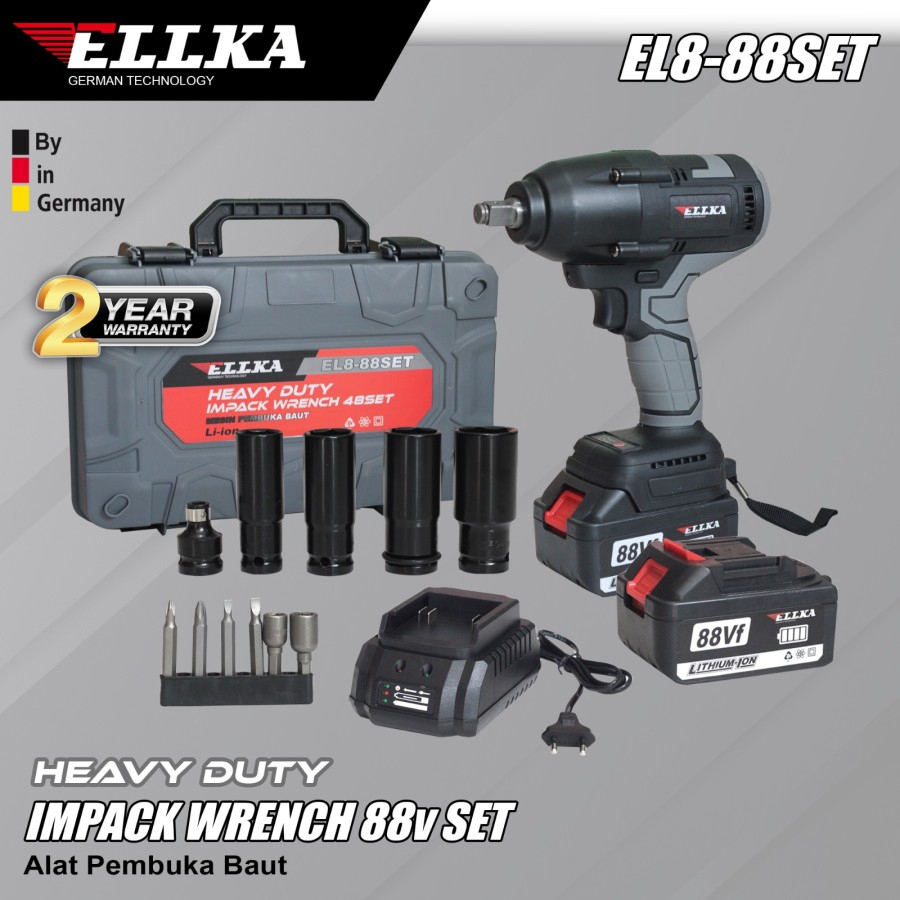 Jual Impact Wrench 88volt 600nm 2 baterai+Mata sock Panjang ...