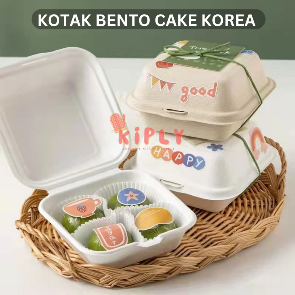 Jual Kotak Bento Cake Korea/Bagasse Korean Lunch Box Bento/Box Kotak ...