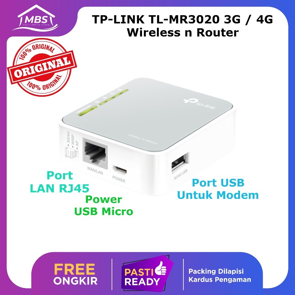 Jual Tplink MR3020 Router 4G USB Modem Tp-link TL-MR3020 Wireless n ...