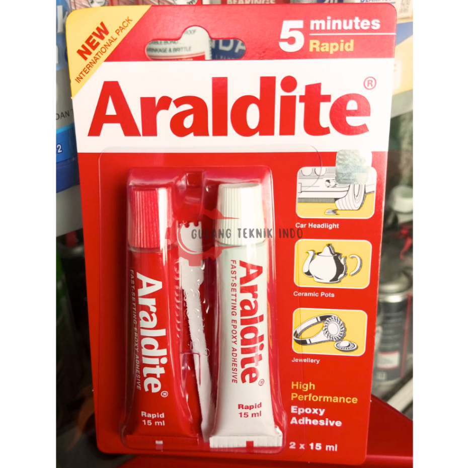 Jual Lem ARALDITE Merah Rapid 5 Menit 2x15ml / Lem Epoxy Besi Rapid 5 ...