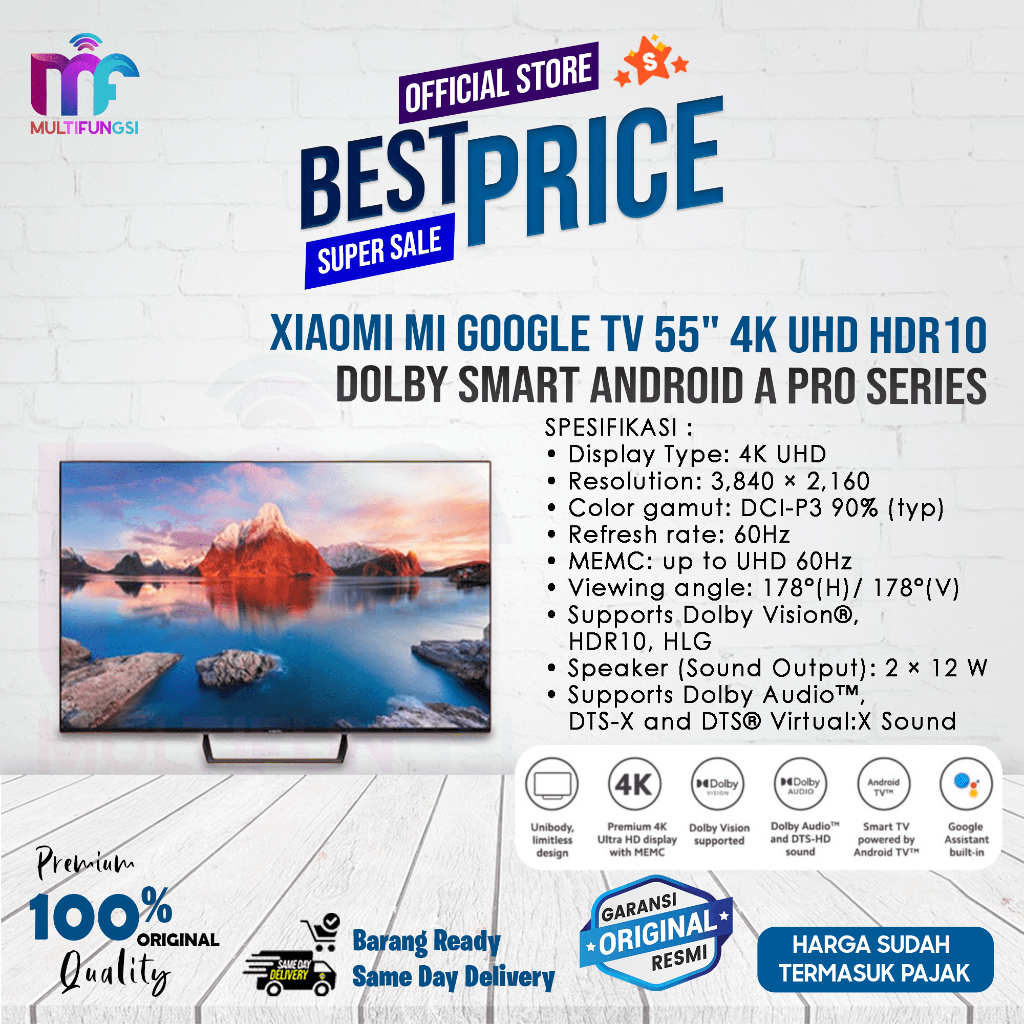 Jual Xiaomi Mi Google TV 55" 4K UHD HDR10 Dolby Smart Android A Pro Series | Shopee Indonesia