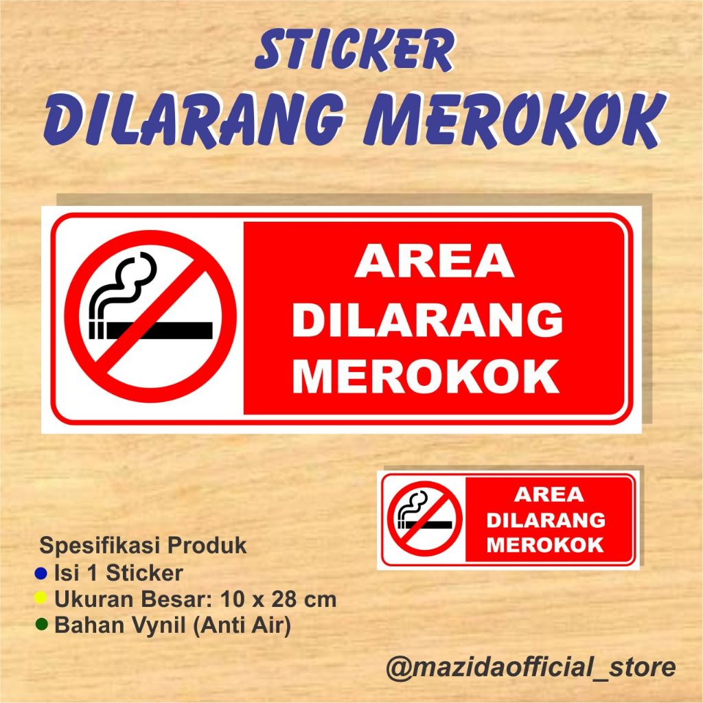 Jual Sticker Area Dilarang Merokok Posisi Horizontal No Smoking Type ...