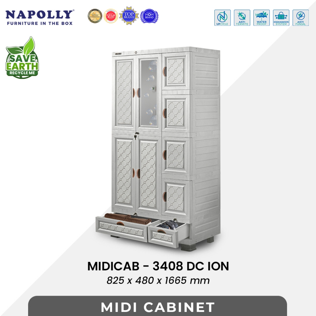 Jual Napolly Medium Lemari Cabinet Gantungan + Cermin + Drawer + 3 ...
