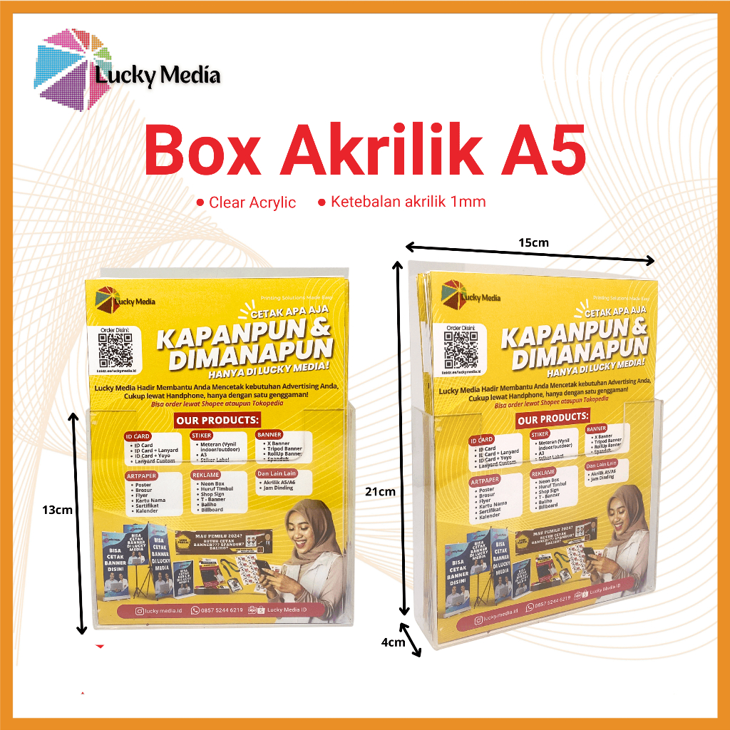 Jual Akrilik brosur dinding A5 - Tempat brosur akrilik gantung | Box ...
