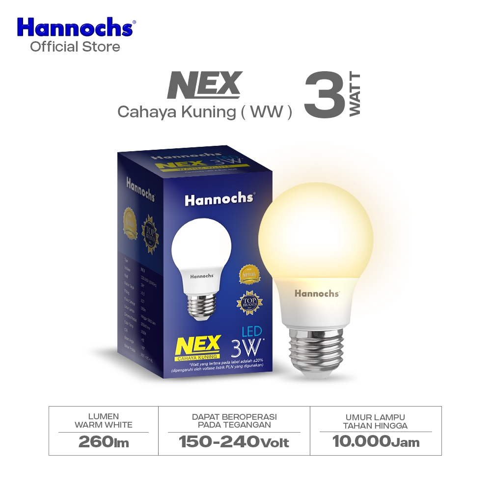 Jual Hannochs Lampu Bohlam LED NEX 3W Cahaya Kuning | Shopee Indonesia