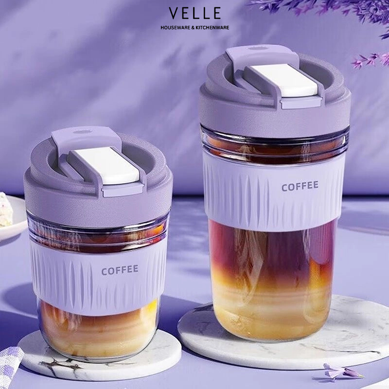 Jual VELLE Glass Tumblr Aesthetic / Tumbler Kopi / Gelas kaca tebal ...