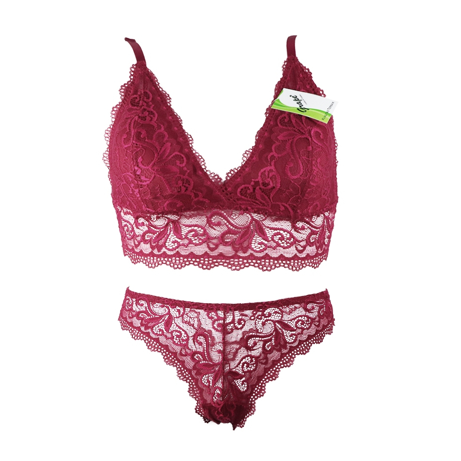 Jual Grape - Setelan Bralette Full Renda Transparan Lace Celana Dalam ...