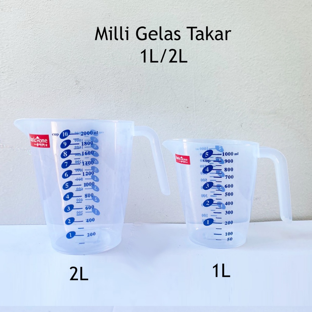 Jual Milli Gelas Takar Plastik 1000ml / 2000ml - Gelas Takar Merk Basic Home 1000ml / 2000ml ...