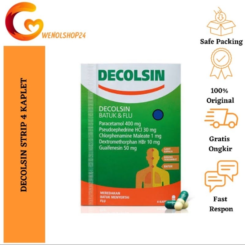 Jual Decolsin Strip 4 Kaplet Darya (ECER) / Obat Batuk / Obat Flu ...