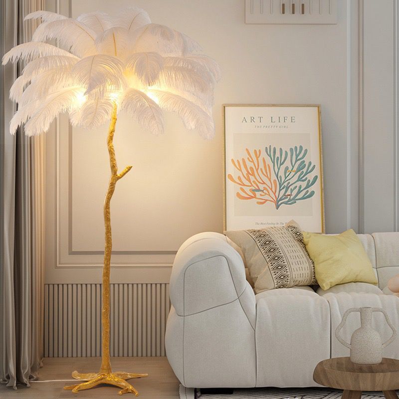 Jual LAMPU LANTAI BULU BURUNG ONTA ORIGINAL/ OSTRICH FEATHER FLOOR LAMP ...