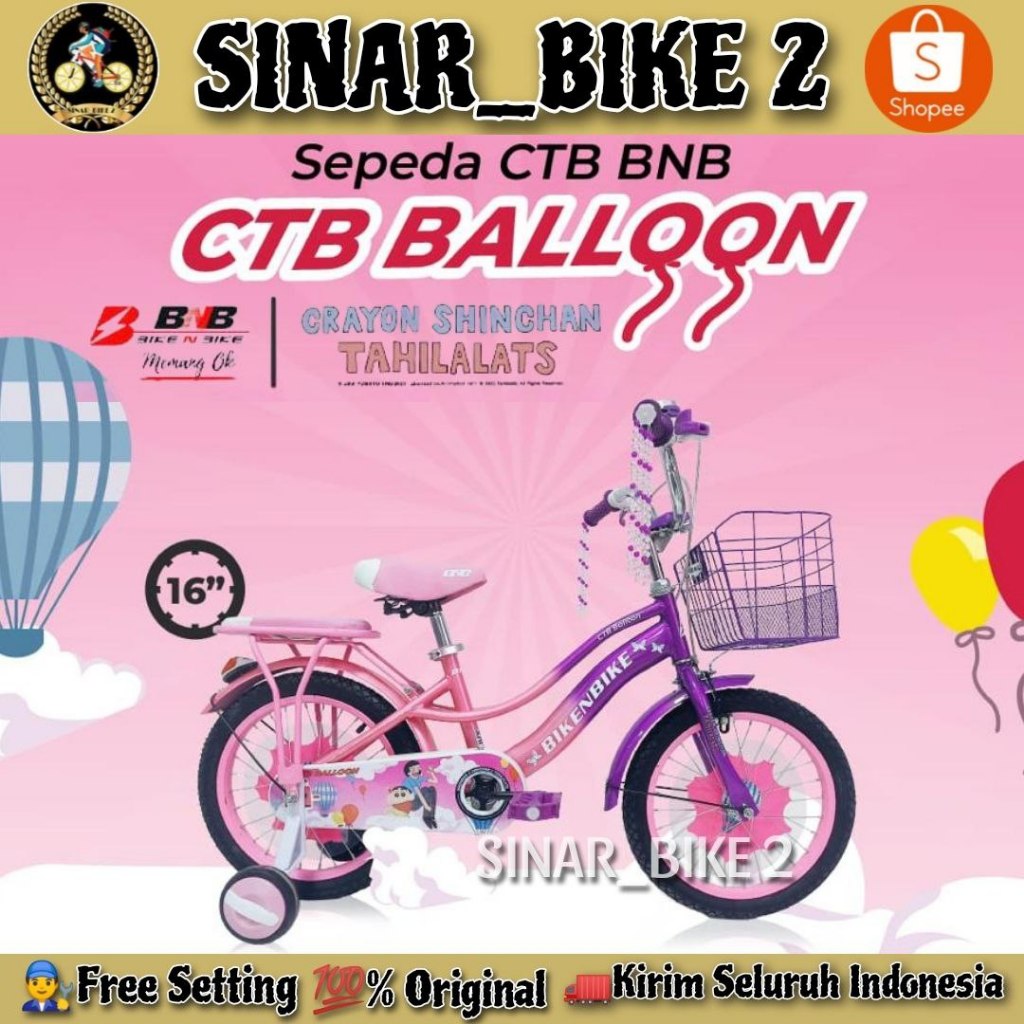 Jual Sepeda Anak Perempuan BNB CTB BALLOON Ukuran 12 & 16 Inch ...
