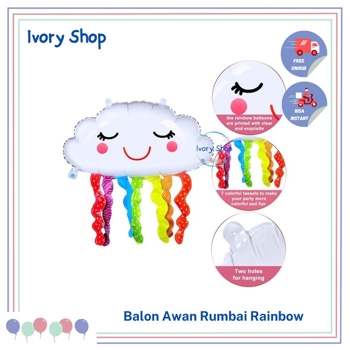 Jual Balon Awan Rumbai Rainbow Cloud Balloon | Shopee Indonesia