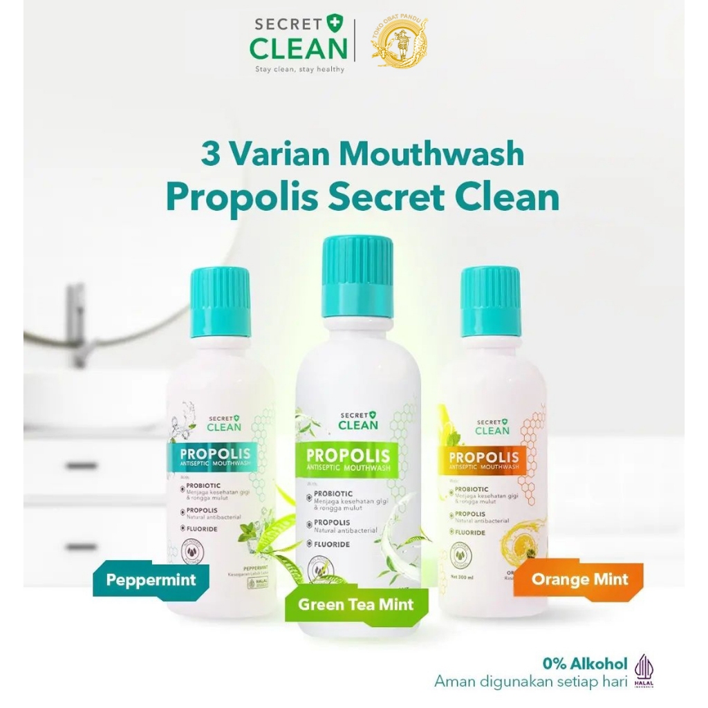 Jual SECRET CLEAN PROPOLIS ANTISEPTIC MOUTHWASH (300 ml) | Shopee Indonesia