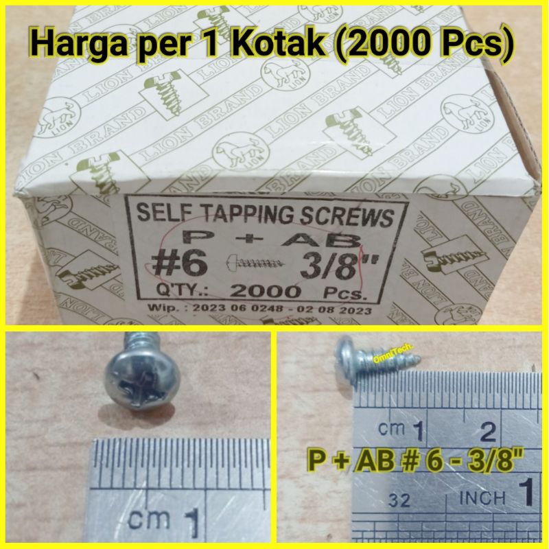 Jual Sekrup Tapping PH 6x3/8 Kepala Bulat 1cm P + AB 6 x 3/8 PAB Moon ...