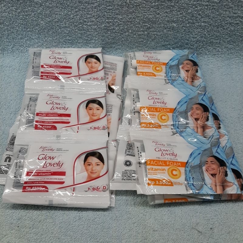 Jual Glow & lovely facial foam / krim pencerah glow & lovely sachet pom ...