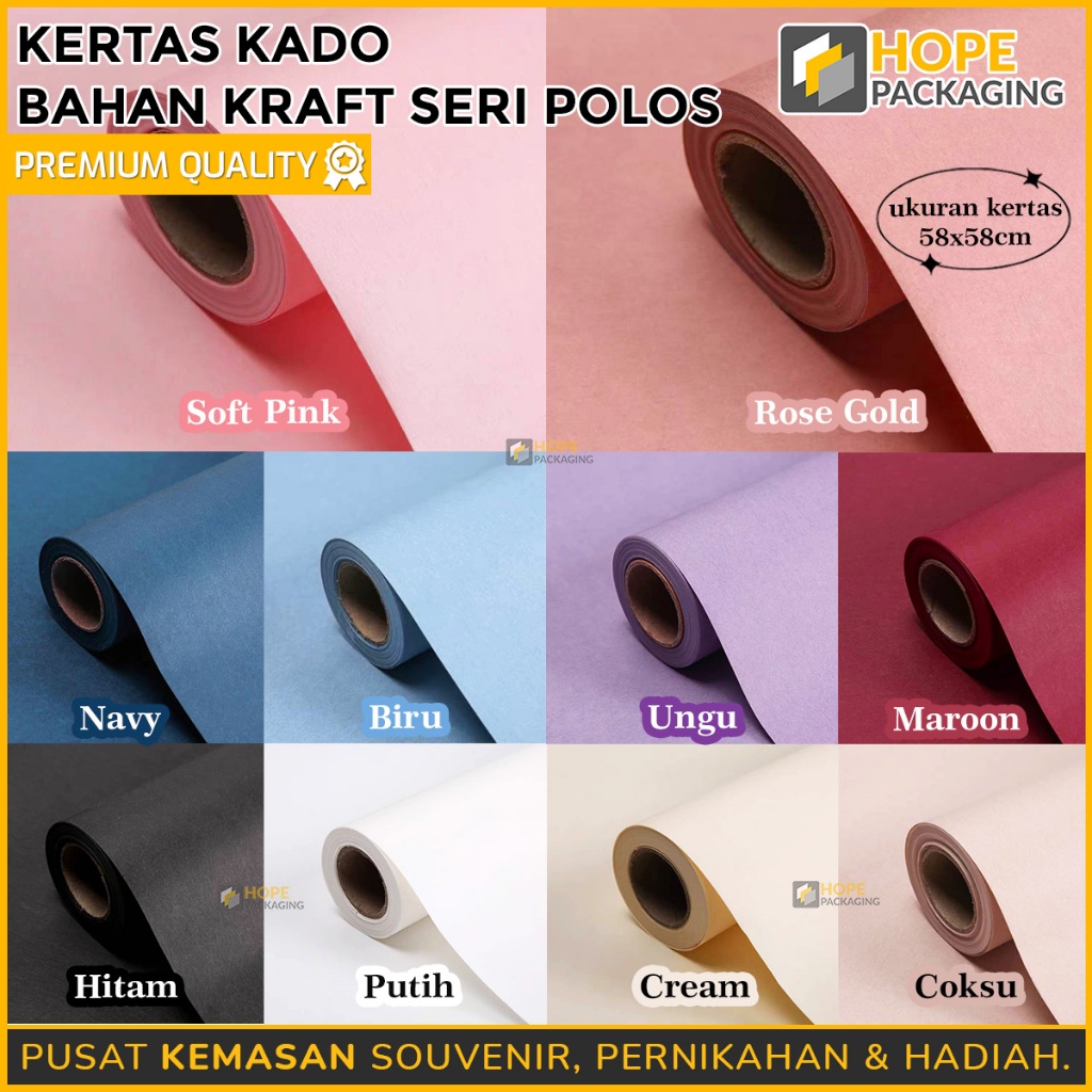 Jual Kertas Kado Polos / Gift Wrapping Kraft Hampers / Cellophane ...