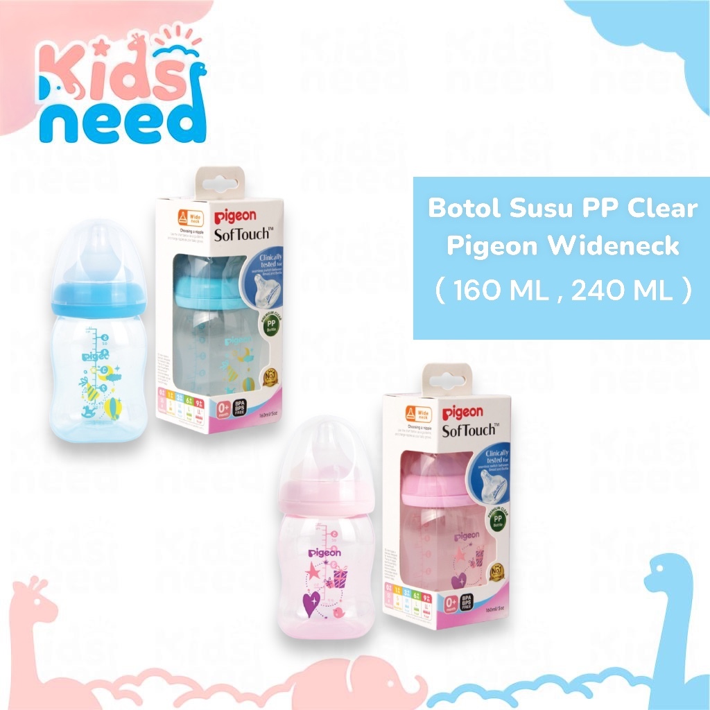 Jual Pigeon Botol Susu PP Clear Wide Neck Soft Touch Anti Colic 160ml 240ml | Shopee Indonesia