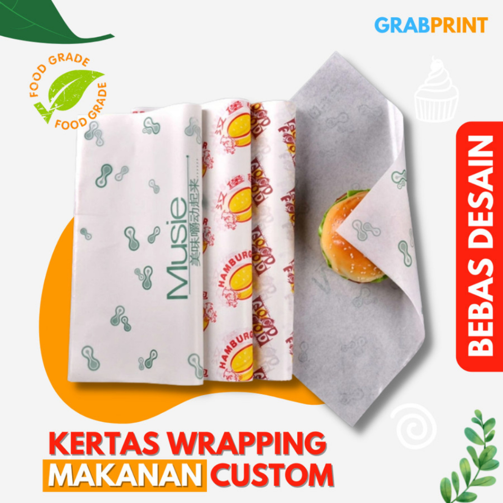 Jual Kertas roti wrapping custom foodgrade bebas desain | Shopee Indonesia