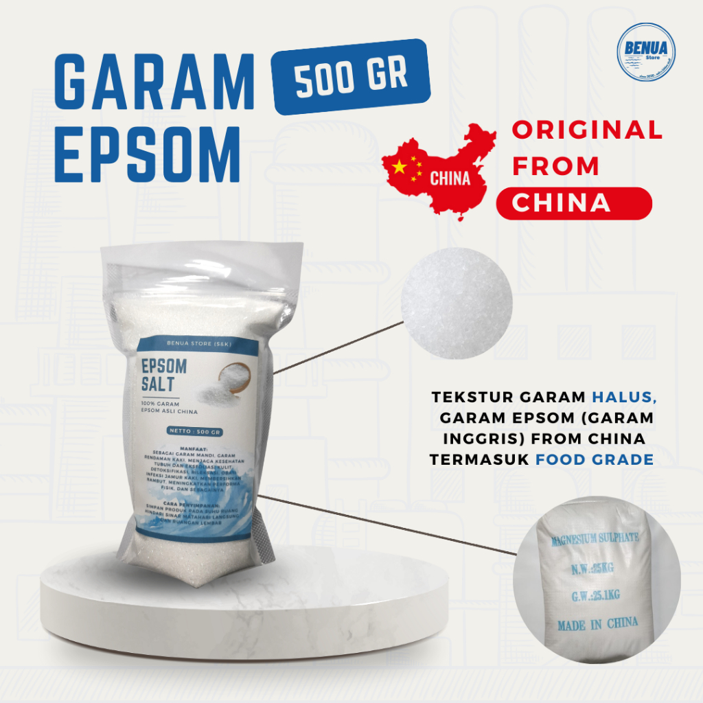 Jual Garam Epsom 500 gr / Epsom Salt Magnesium Sulfat / Bath Salt Garam ...