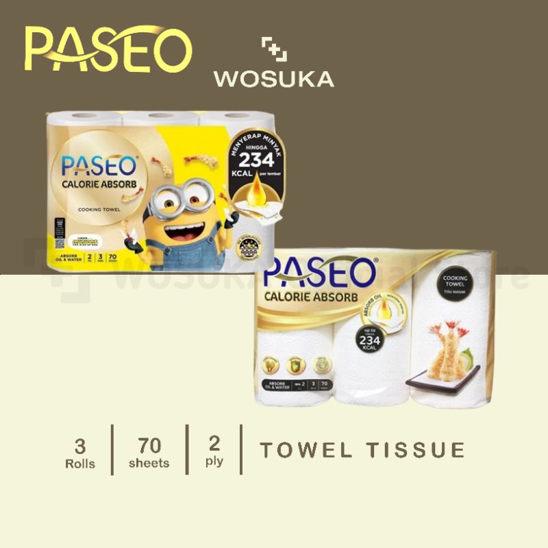 Jual [WOSUKA] Paseo Elegant Cooking Towel Tissue Roll White Emboss 3 ...