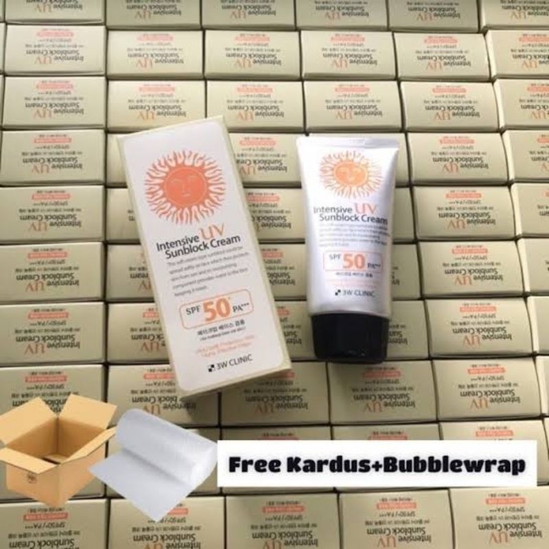 Jual 3w Clinic Intensive Uv Sunblock Cream SPF50+ PA+++ 70ml | Shopee Indonesia