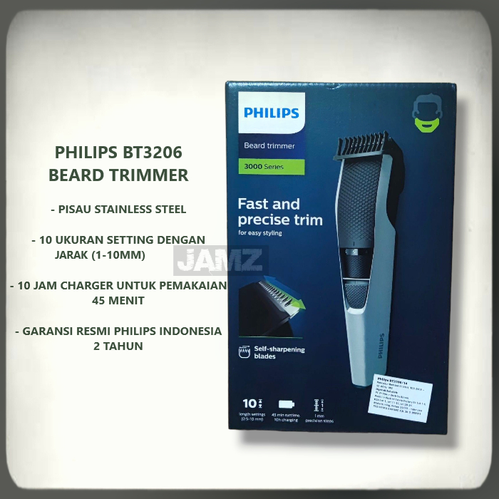 Jual PHILIPS BT3206 Beard Trimmer series 3000 BT 3206 Cukuran Kumis ...