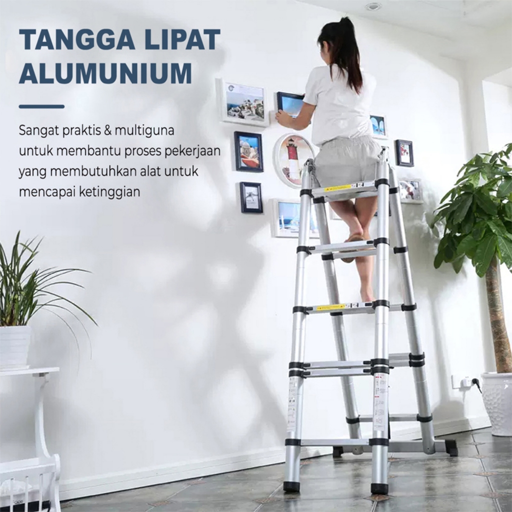 Jual COD Tangga Lipat Aluminium Teleskopik Portable 3.8/4.4M/5 Meter ...