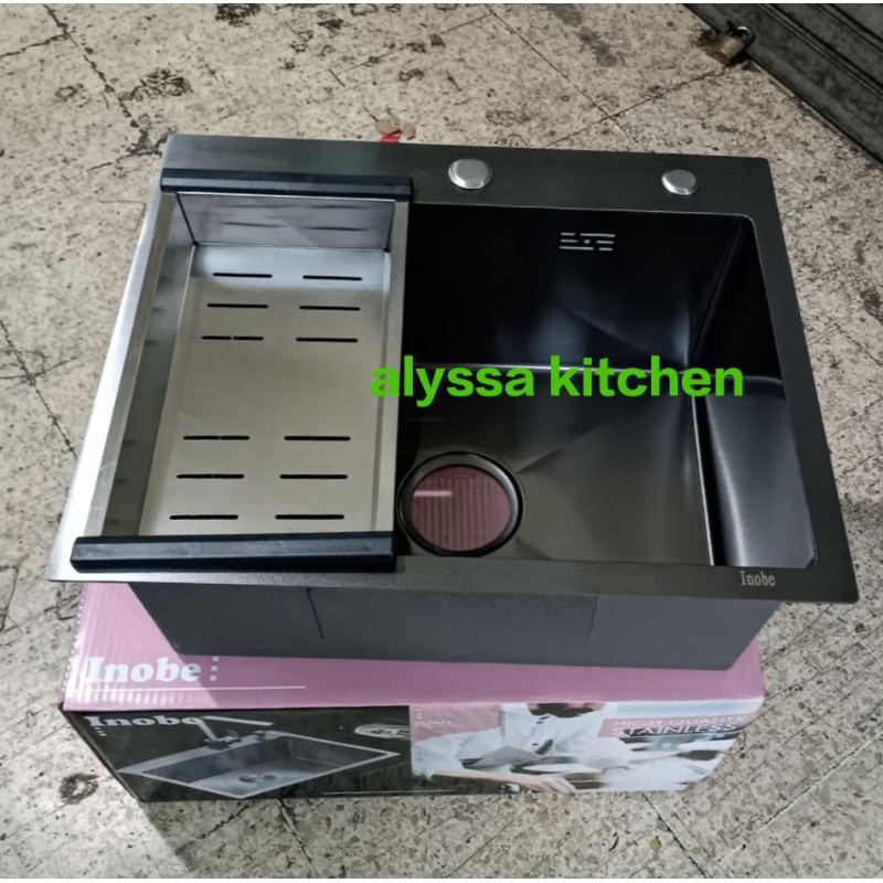 Jual Kitchen Sink INOBE 5243 BLACK/ Kitchen sink stainless INOBE 52 X ...