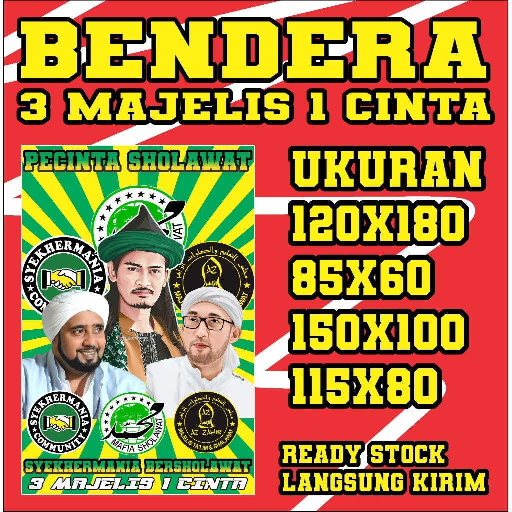 Jual BENDERA 3 MAJELIS HIJAU KUNING I BENERA MAJELIS I BENDERA ...