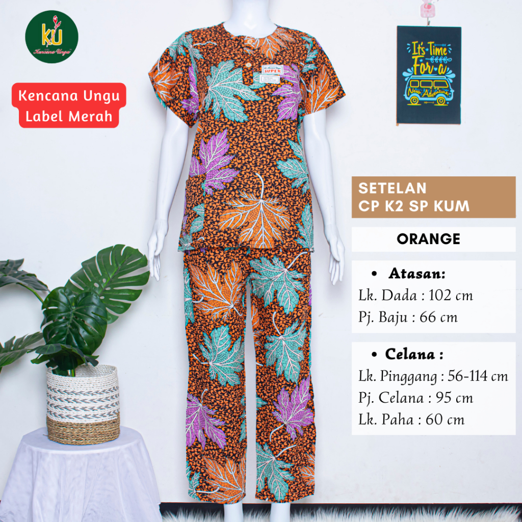Jual COD CP K2 KUM Setelan Batik Kencana Ungu Label Merah Baju Tidur Celana Panjang Lengan ...