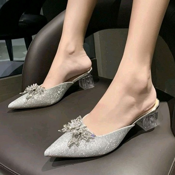Jual Series AR 14 Sandal Heels Pesta Wanita Hak Kaca 5 Cm Bruso Pita ...