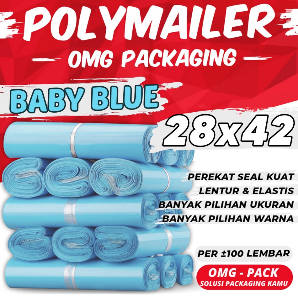 Jual PLASTIK POLYMAILER 28X42 BIRU BABY BLUE Premium Tebal Lem Kantong ...
