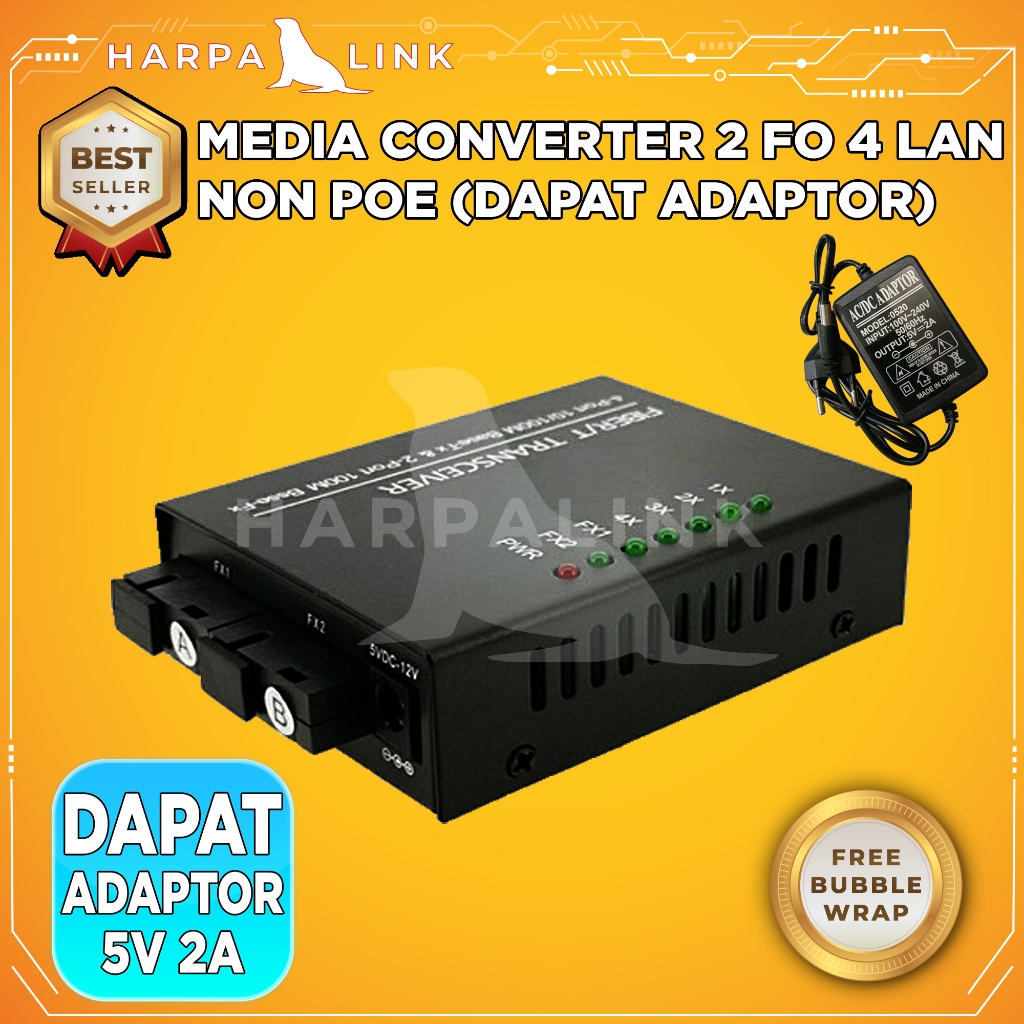 Jual Media Converter 2 FO 4 LAN 2 SC 4 RJ45 2F4E 10/100 Mbps Full Body / Switch Fiber Optic ...
