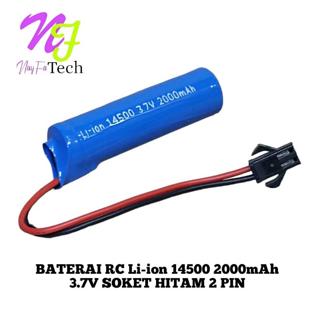 Jual Baterai Mainan Anak /RC Li-ion 14500 3.7volt 2000mAh Socket Hitam ...