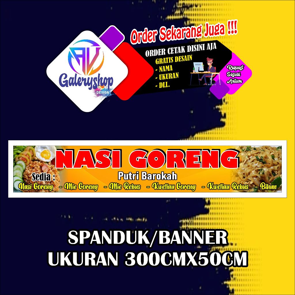 Jual MMT, Spanduk, banner nasi goreng,pecel dll. ukuran 300x50 cm ...