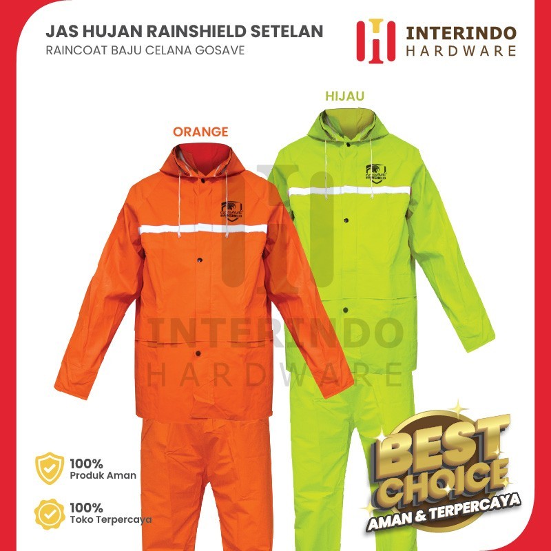 Jual Jas Hujan Safety Rainshield Gosave PVC Baju Celana Motor / Rainsuit Rainshield Gosave PVC ...