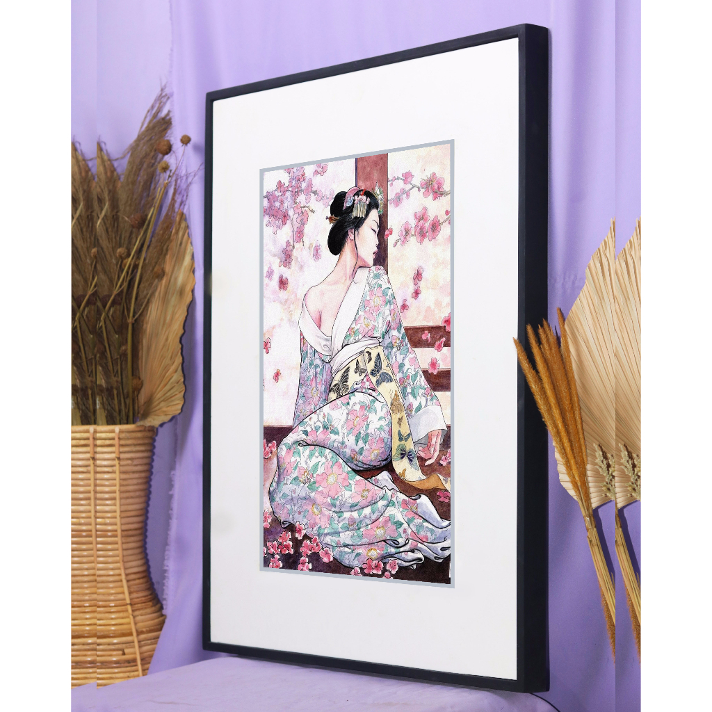 Jual Poster Blok + Frame Aesthetic Budaya Wanita Jepang Cetak 70x50cm ...