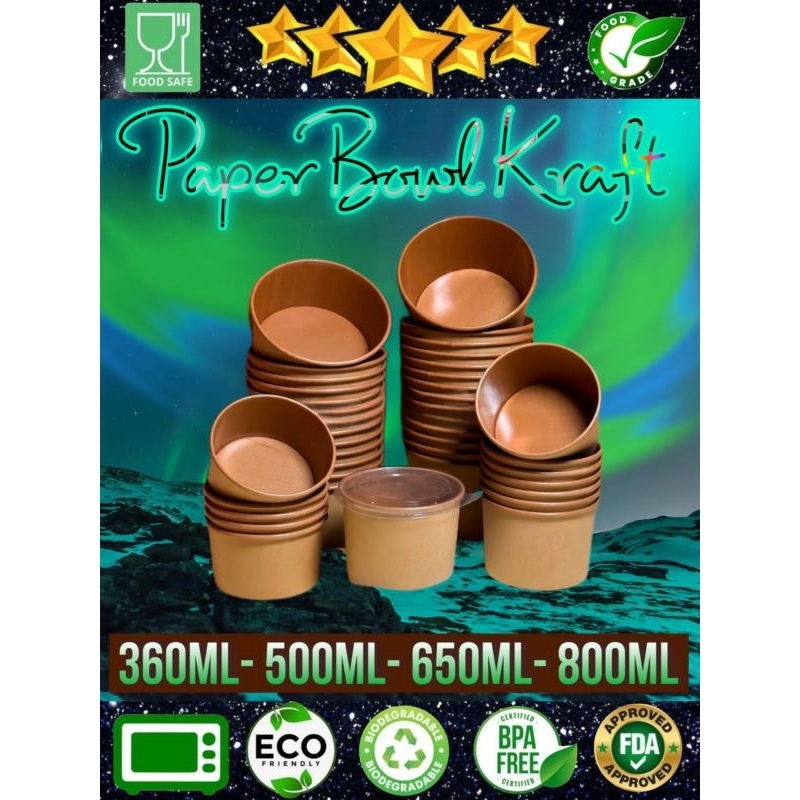 Jual Paper bowl 360 ml NESTO /Paper bowl 360ml POLA / Paper Bowl Kraft ...